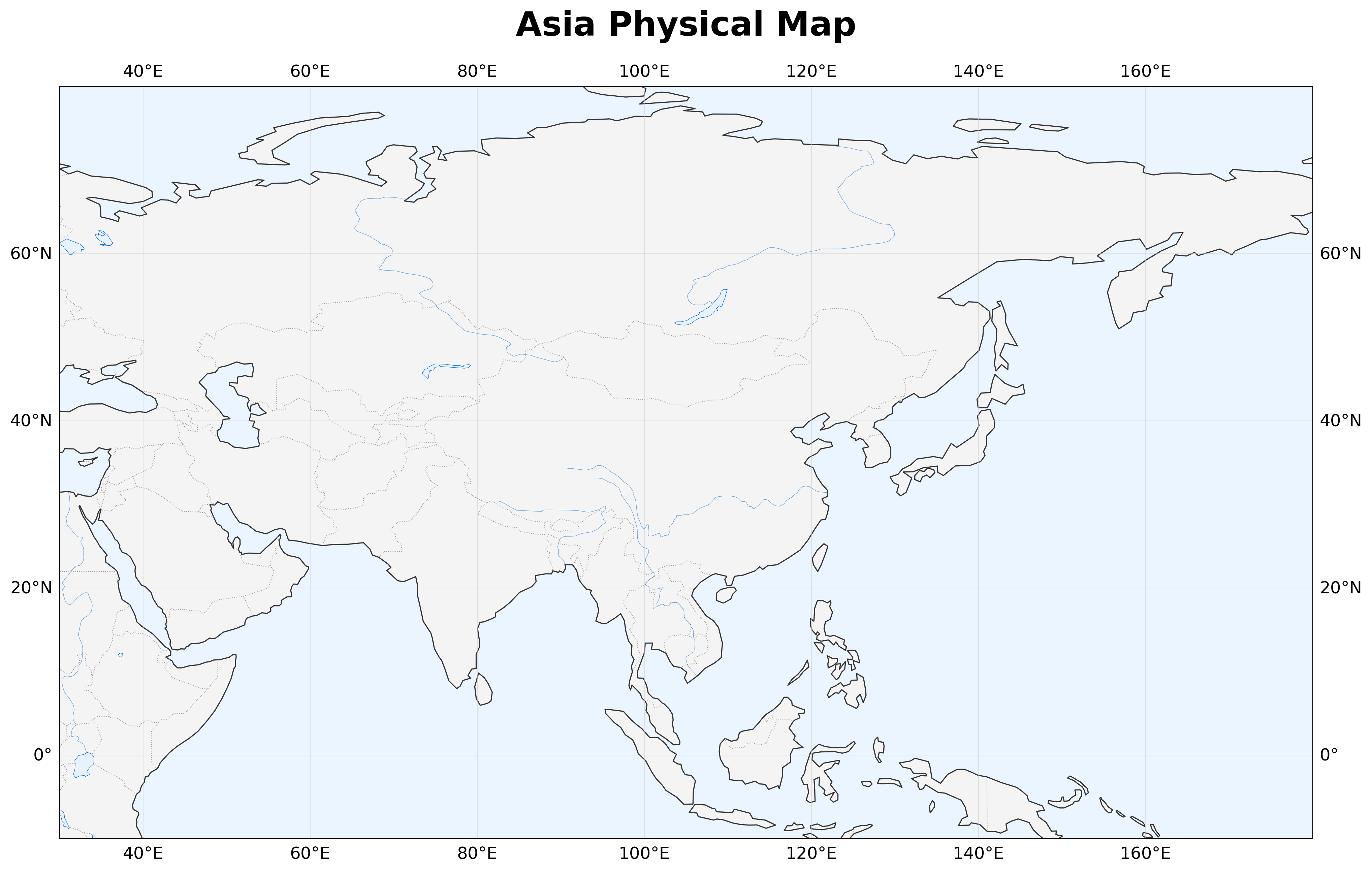 Asia Physical Map - Free Download | Physical Maps World | Physical Map